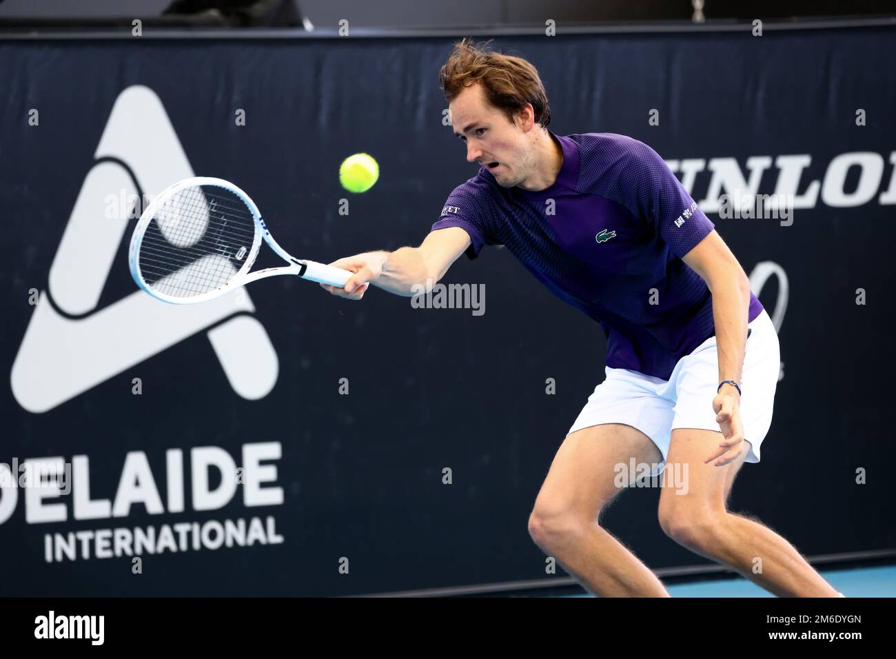 Adelaide, Australia, 4 January, 2023. Daniil Medvedev plays a forehand ...