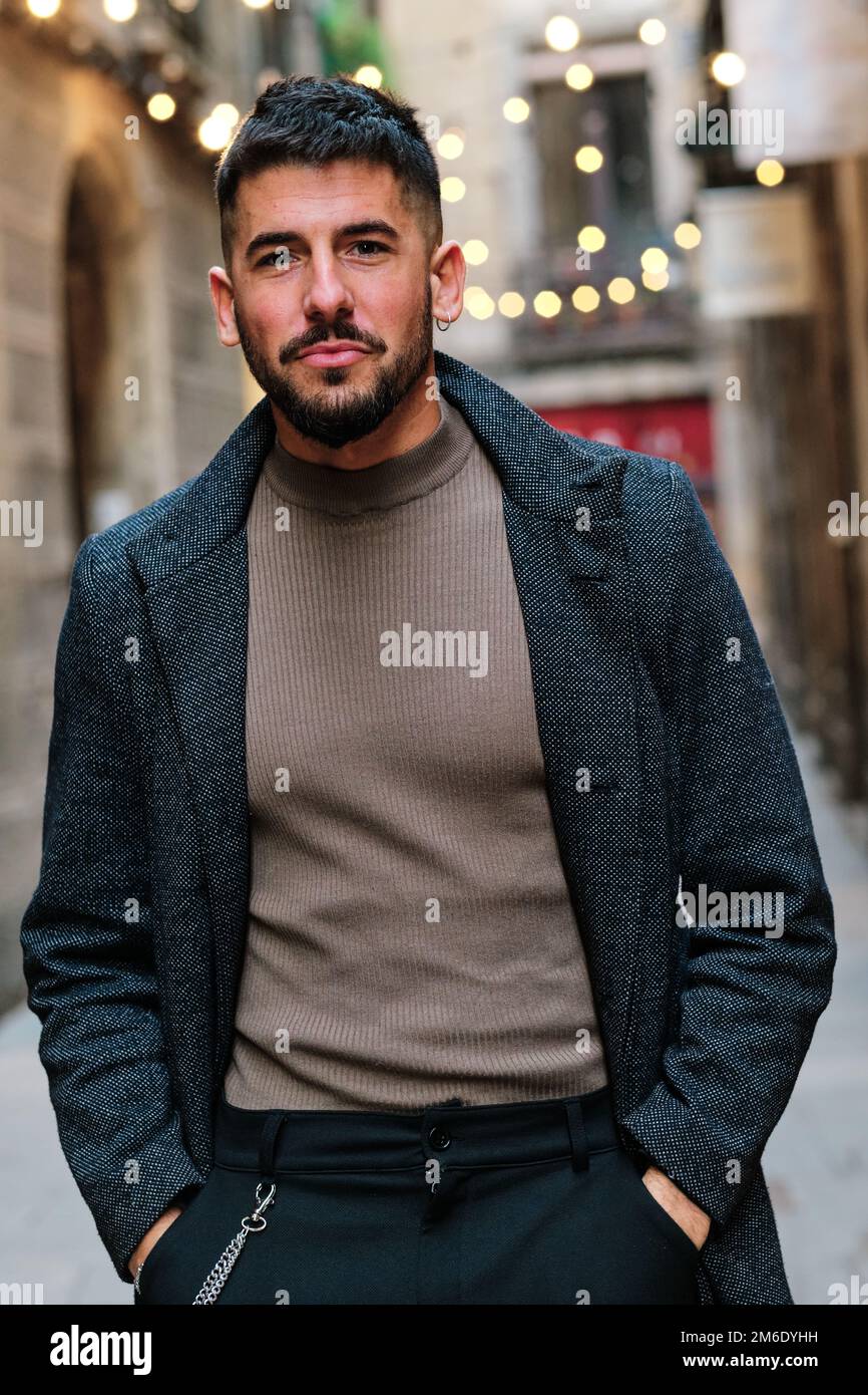 Vertical portrait of a handsome elegant man in the street Stock Photo ...