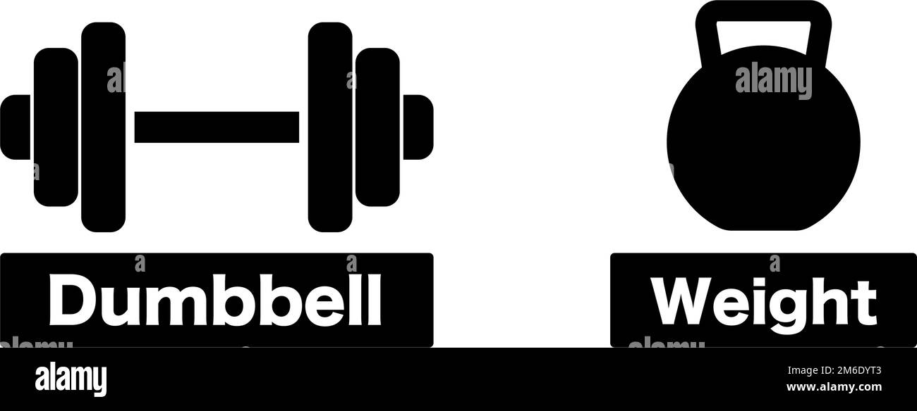 Dumbbell and weight icon set. Muscle training icon set. Editable vector ...