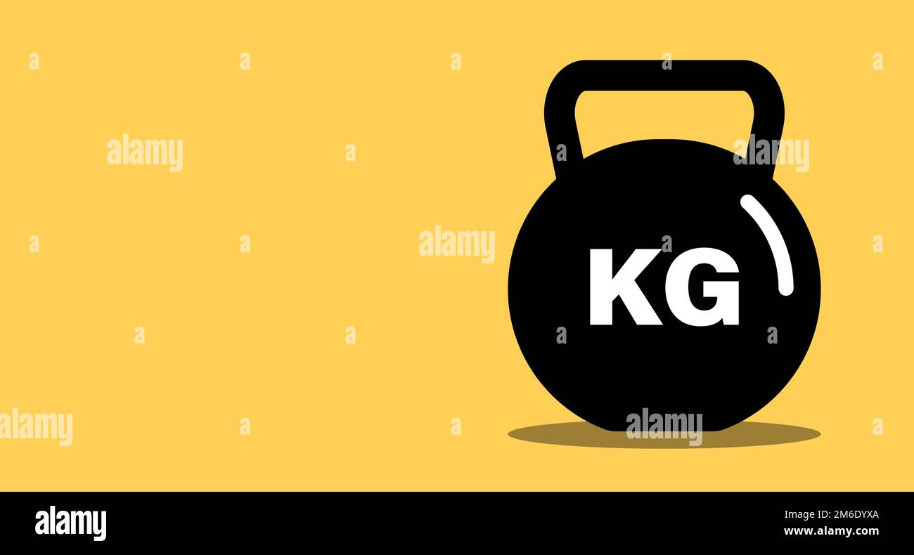 Background with KG kettlebell and copy space. Muscle training and ...