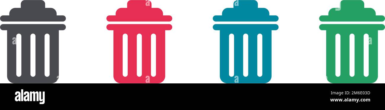 Trash can icon set. Disposal and waste. Editable vector Stock Vector ...