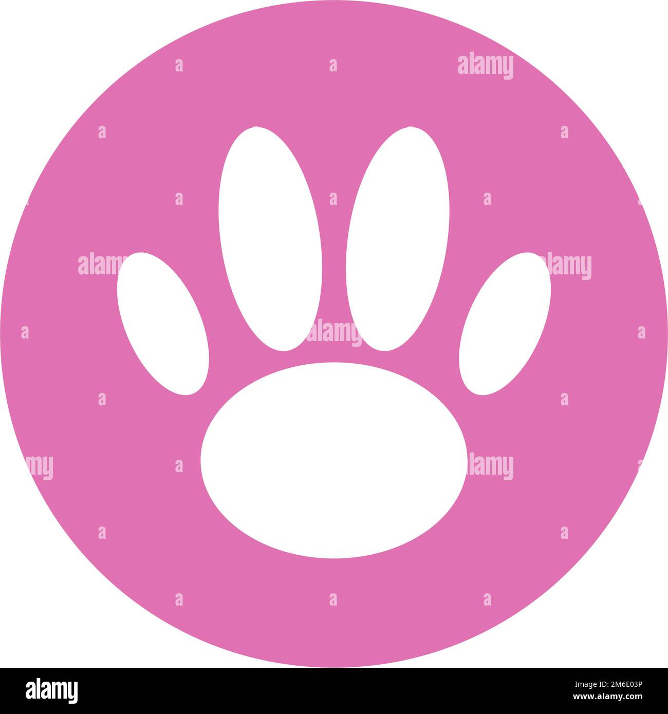 Round pink paw icon. Paw button. Cat footprints. Editable vector Stock ...