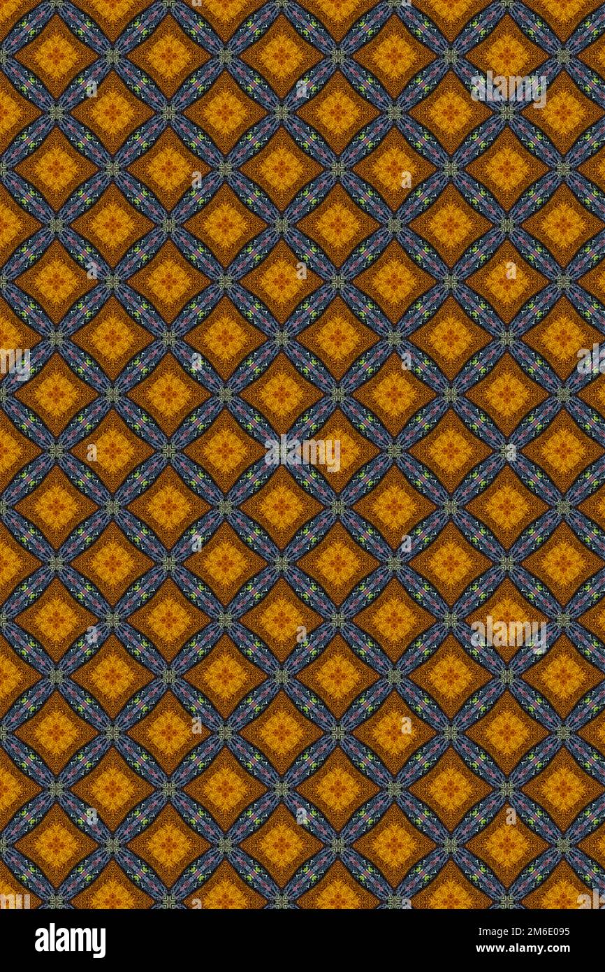 Yellow and Blue floral tiles. Background Intricate Filigree Seamless ...