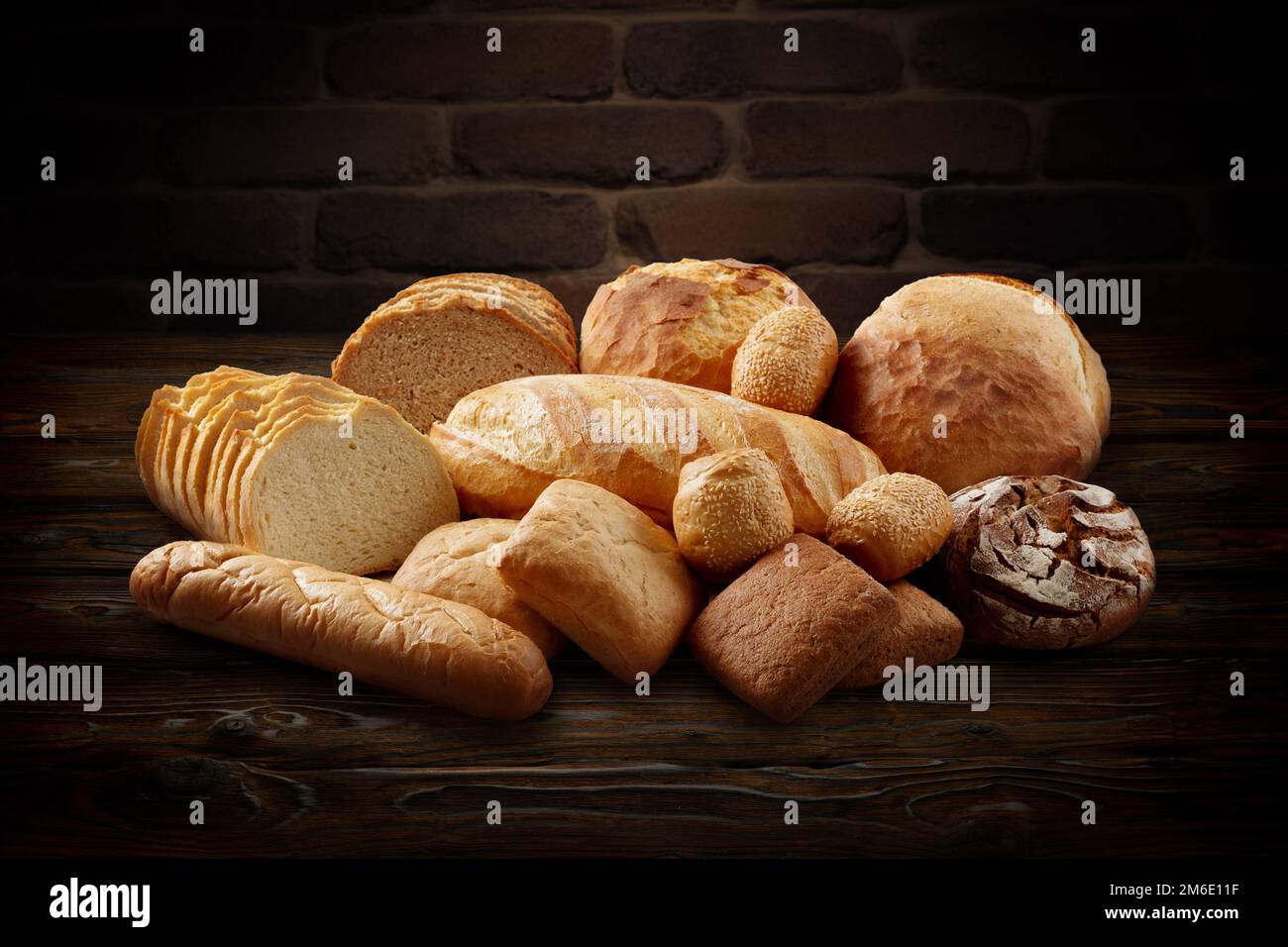 Group of mixed bread products Stock Photo - Alamy