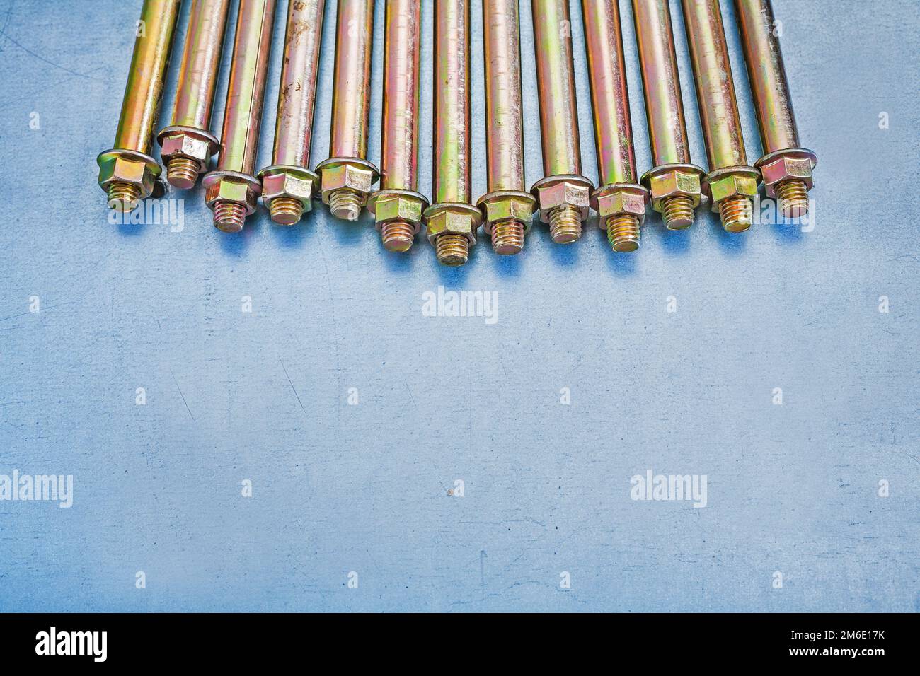 Composition of anchor bolts for concrete walls with nuts on metallic ...