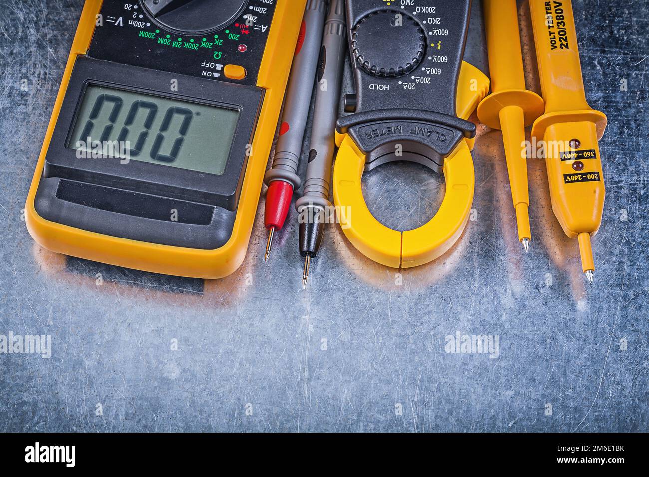 Composition of digital clamp meter electrical tester multimeter on ...