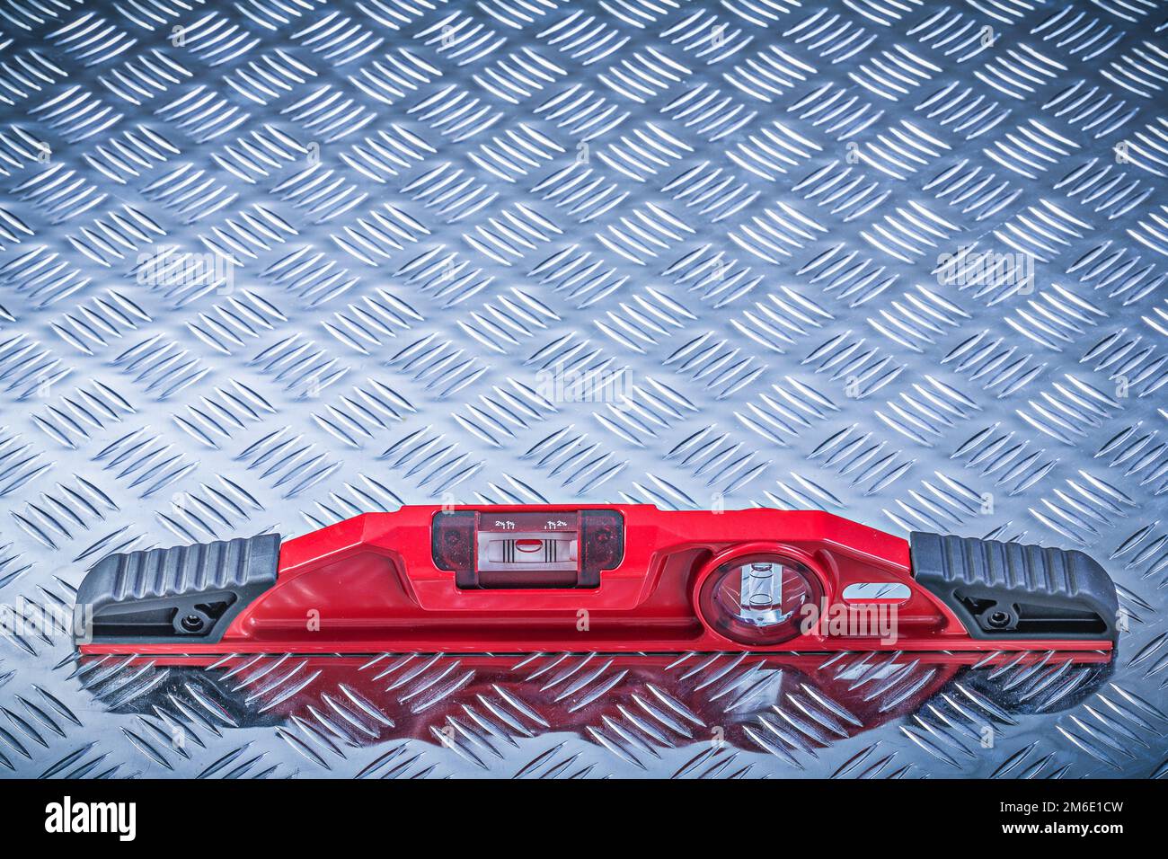 Construction level on corrugated metal plate maintenance concept Stock ...