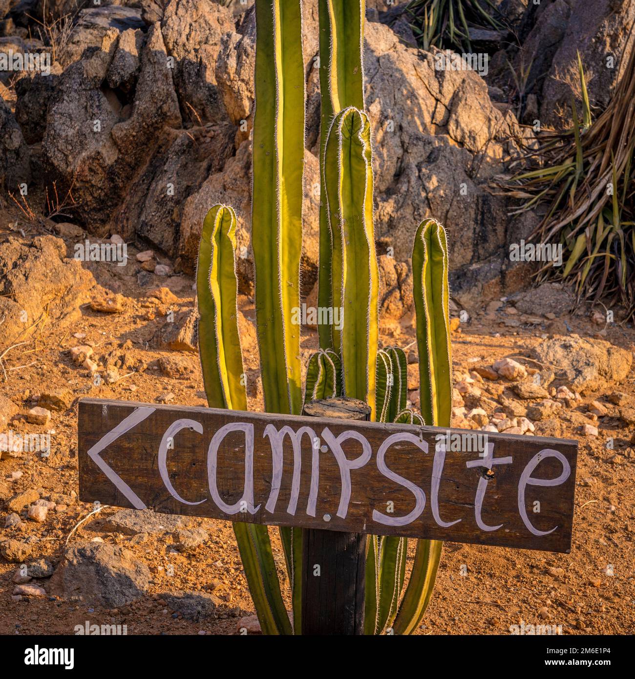 Campsite sign in Kamanjab in Namibia Stock Photo - Alamy
