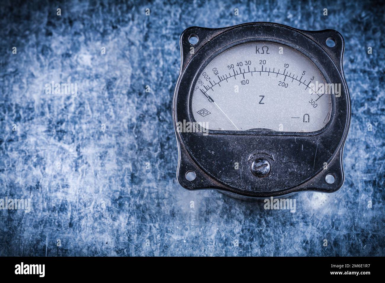 Electric instrument of measurement on metallic background vintage ...