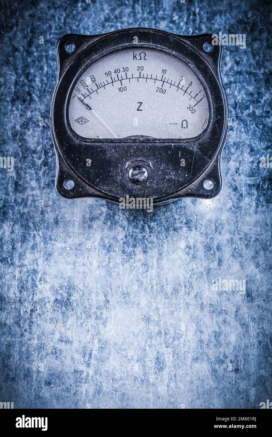 Electric instrument of measurement on metallic surface copyspace ...