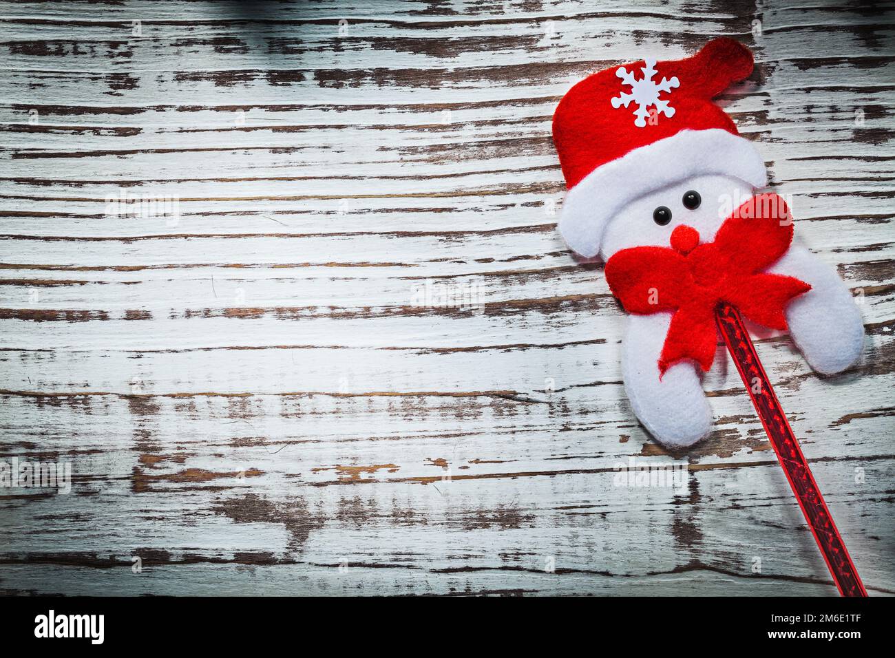 Father Xmas decoration on vintage wooden board holidays concept Stock ...