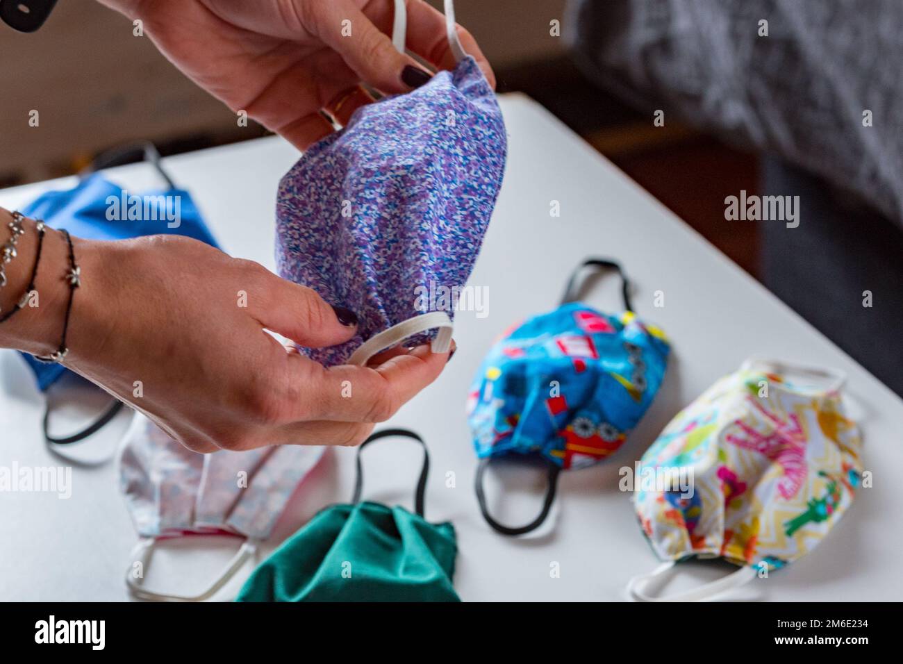 Modern homemade masks using to protect from coronavirus. Covid 19 Stock ...
