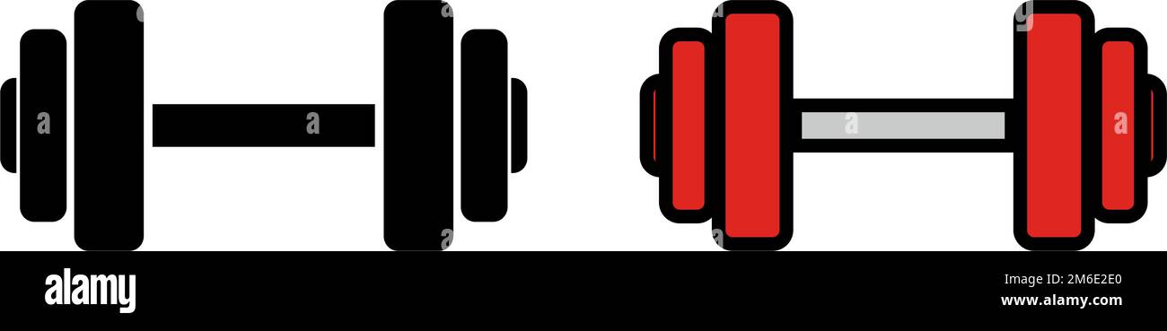 Black and red dumbbell icon set. Muscle training. Editable vector Stock ...