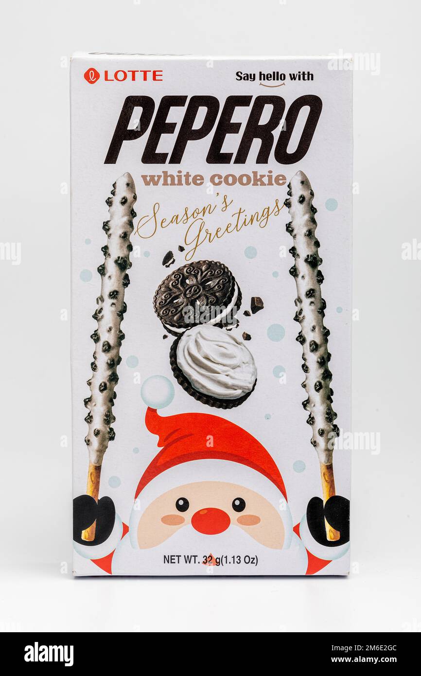 A box of Pepero white chocolate biscuits Stock Photo - Alamy