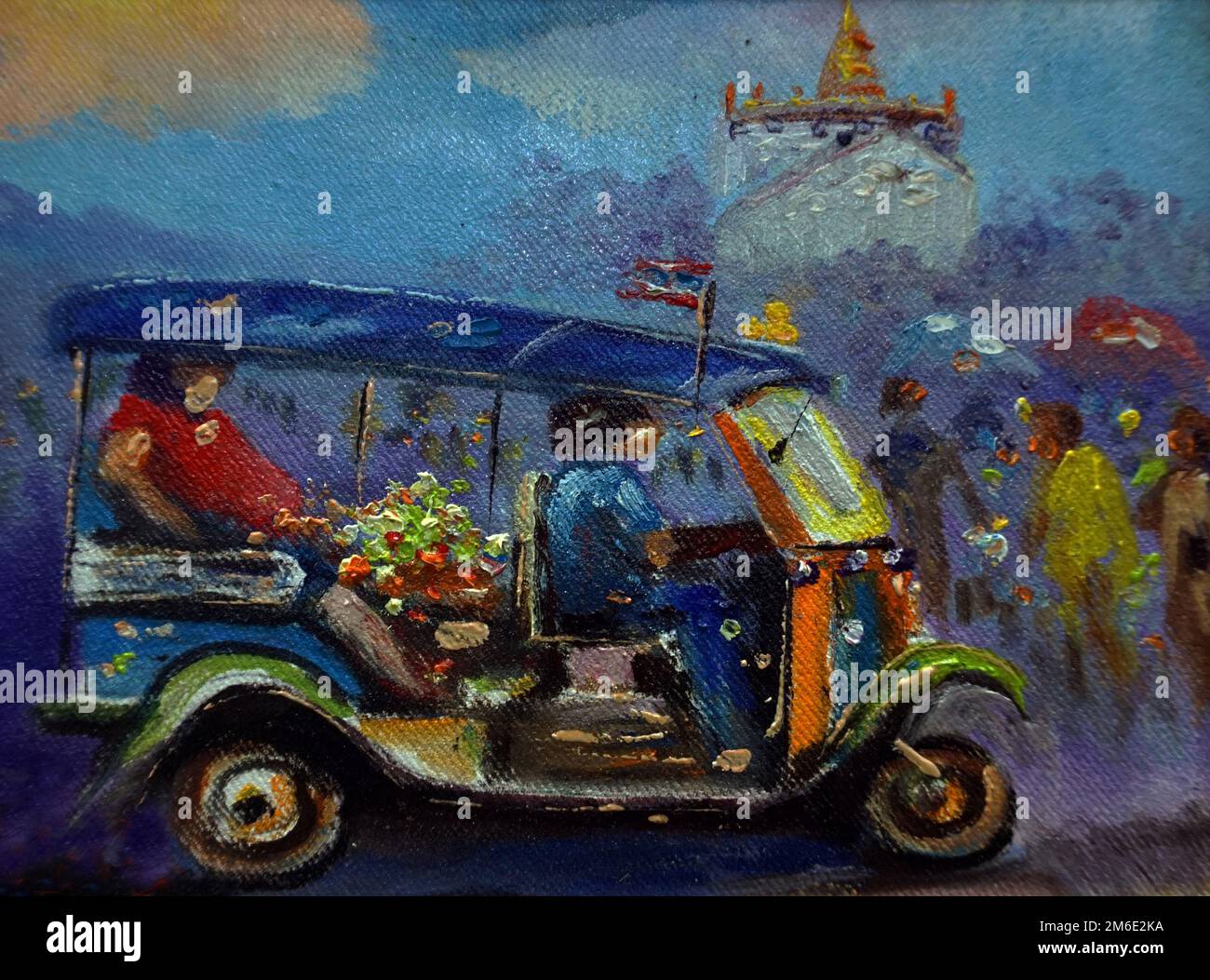 Art painting Fine art Oil color tuk tuk car thailand , siam land of ...
