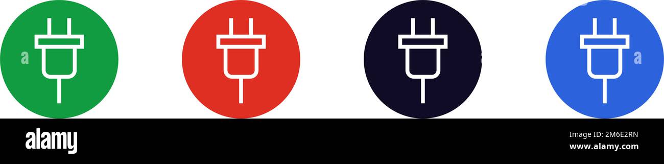 Outlet Icon Set. Charging and plug. Editable vector Stock Vector Image ...