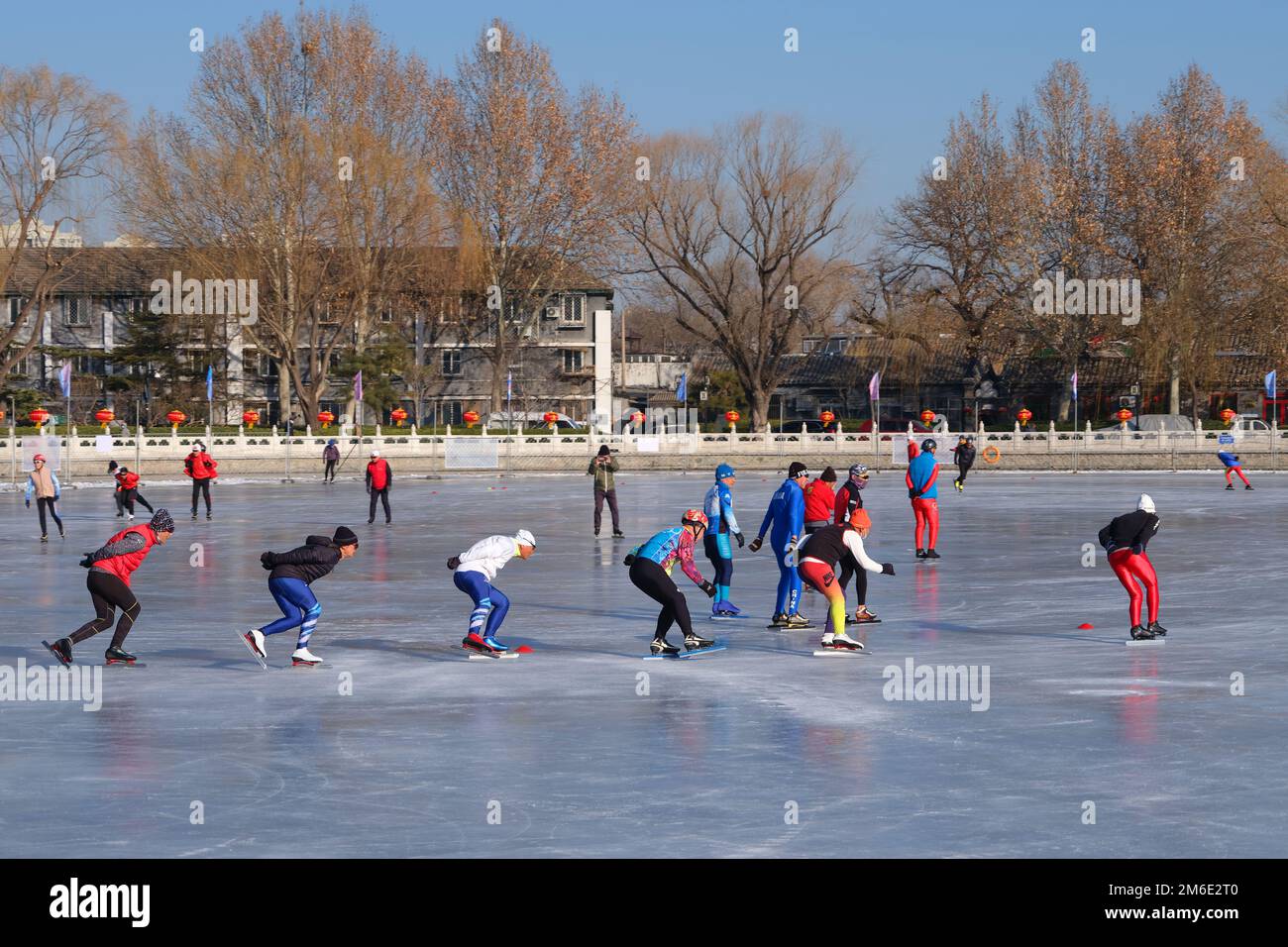 BEIJING, CHINA - JANUARY 4, 2023 - People skate at Shichahai Ice Rink ...