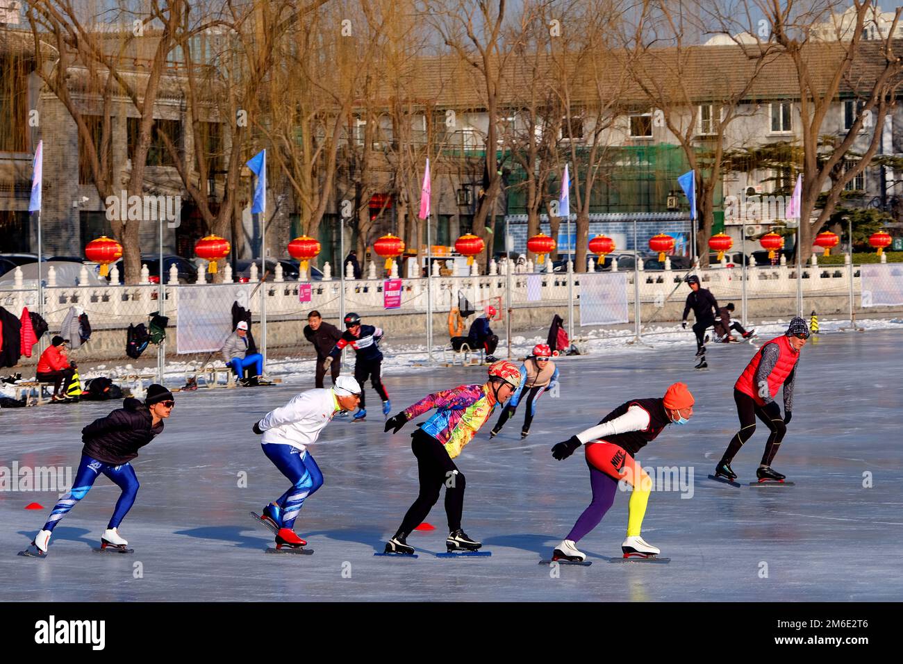 BEIJING, CHINA - JANUARY 4, 2023 - People skate at Shichahai Ice Rink ...