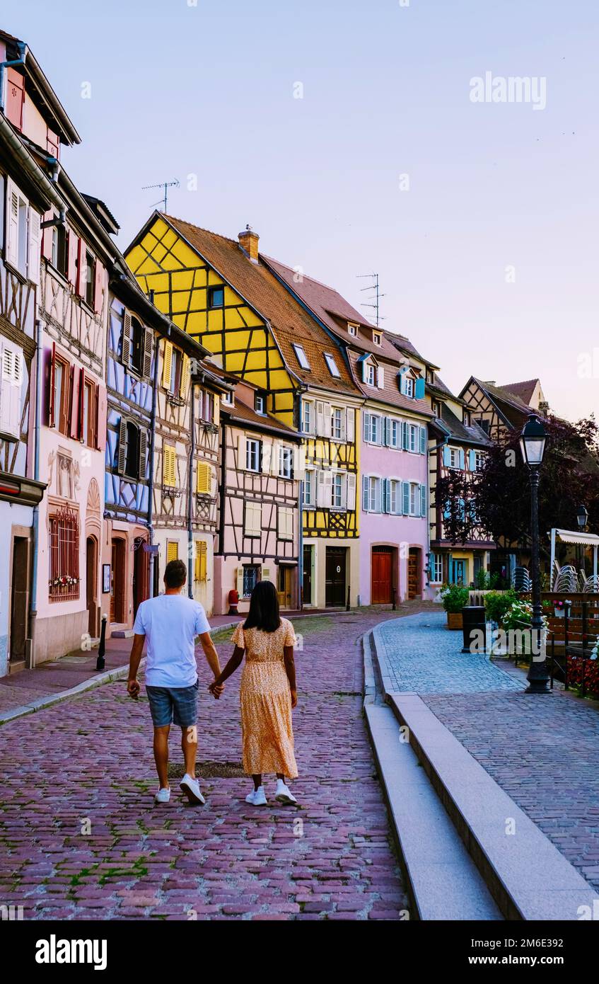 Colmar, Alsace, France. Petite Venice, water canal, and traditional ...