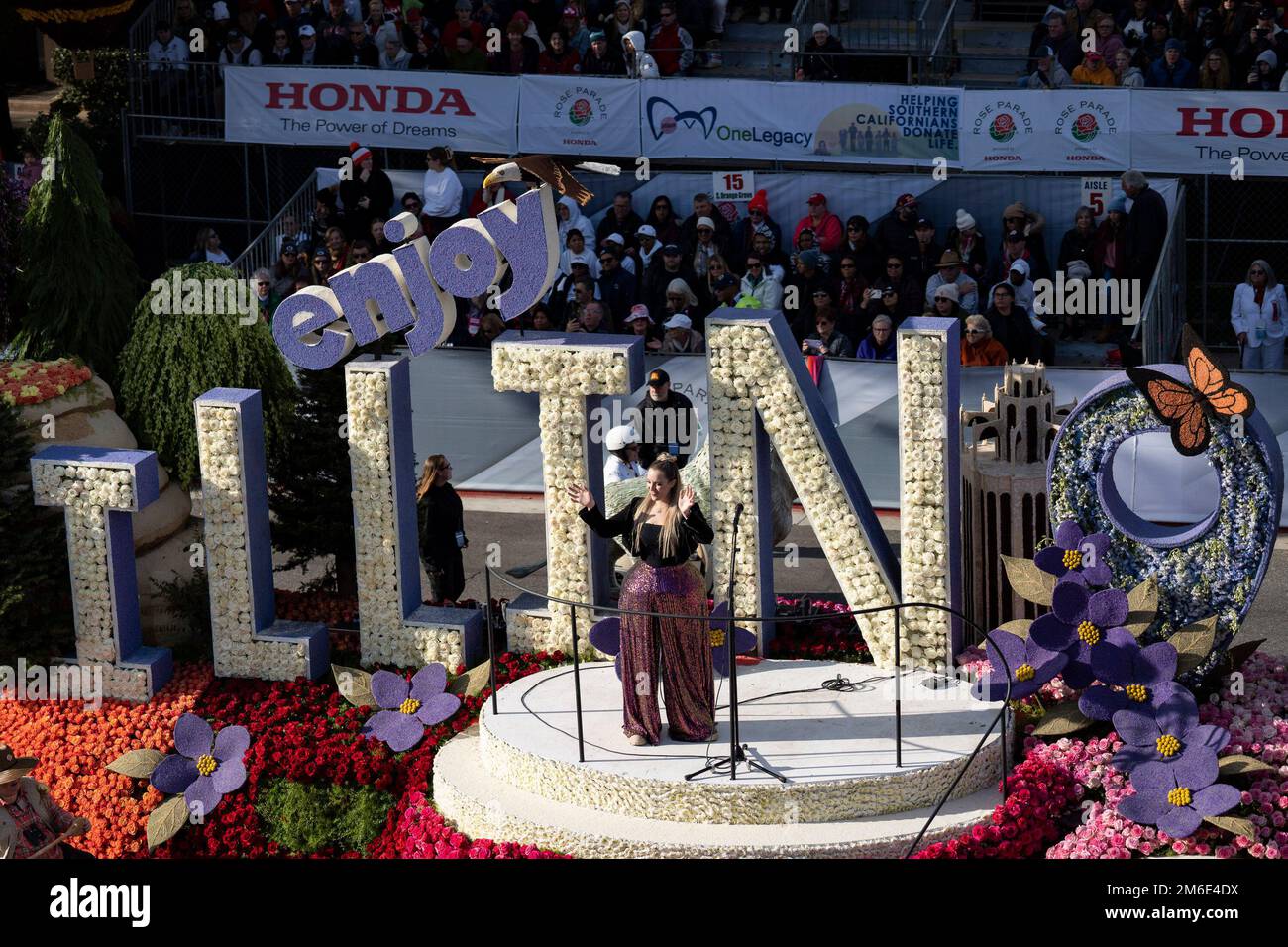 Rose Parade, Pasadena, USA Grace Kinstler performs in the 134th annual ...