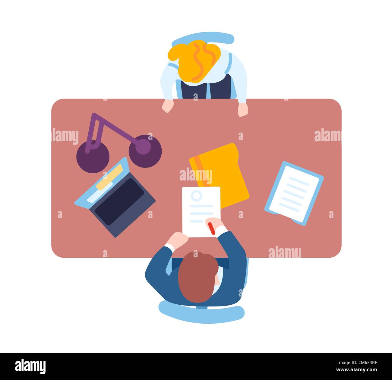 Job interview table top view Cut Out Stock Images & Pictures - Alamy