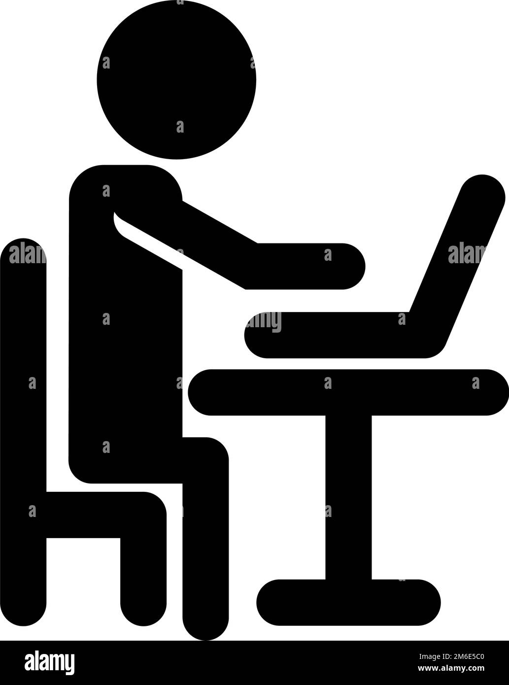 Silhouette icon of a person sitting on a chair and working on a ...