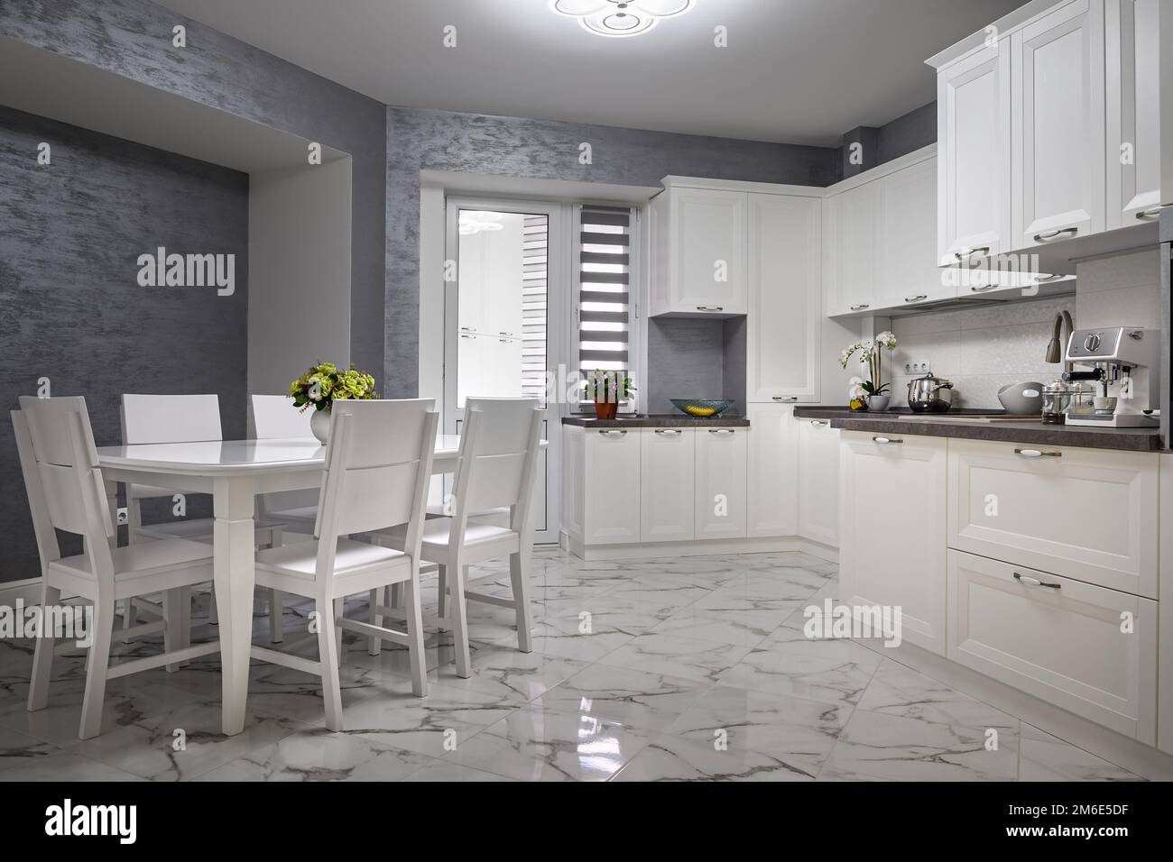 Simple and luxury modern white kitchen interior Stock Photo - Alamy