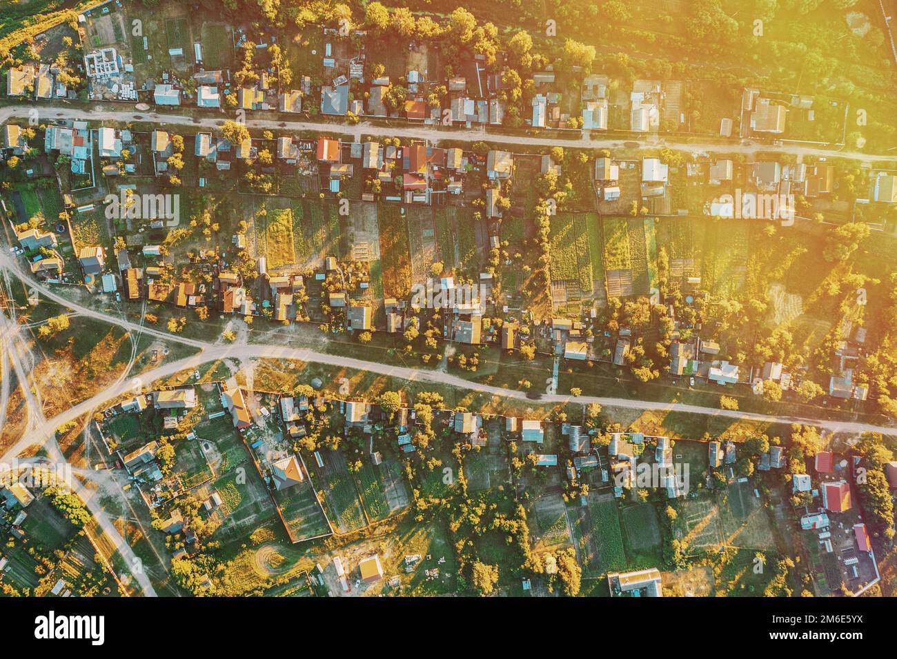 Daytime. Residential Houses. Small European City. Aerial View Of Town ...