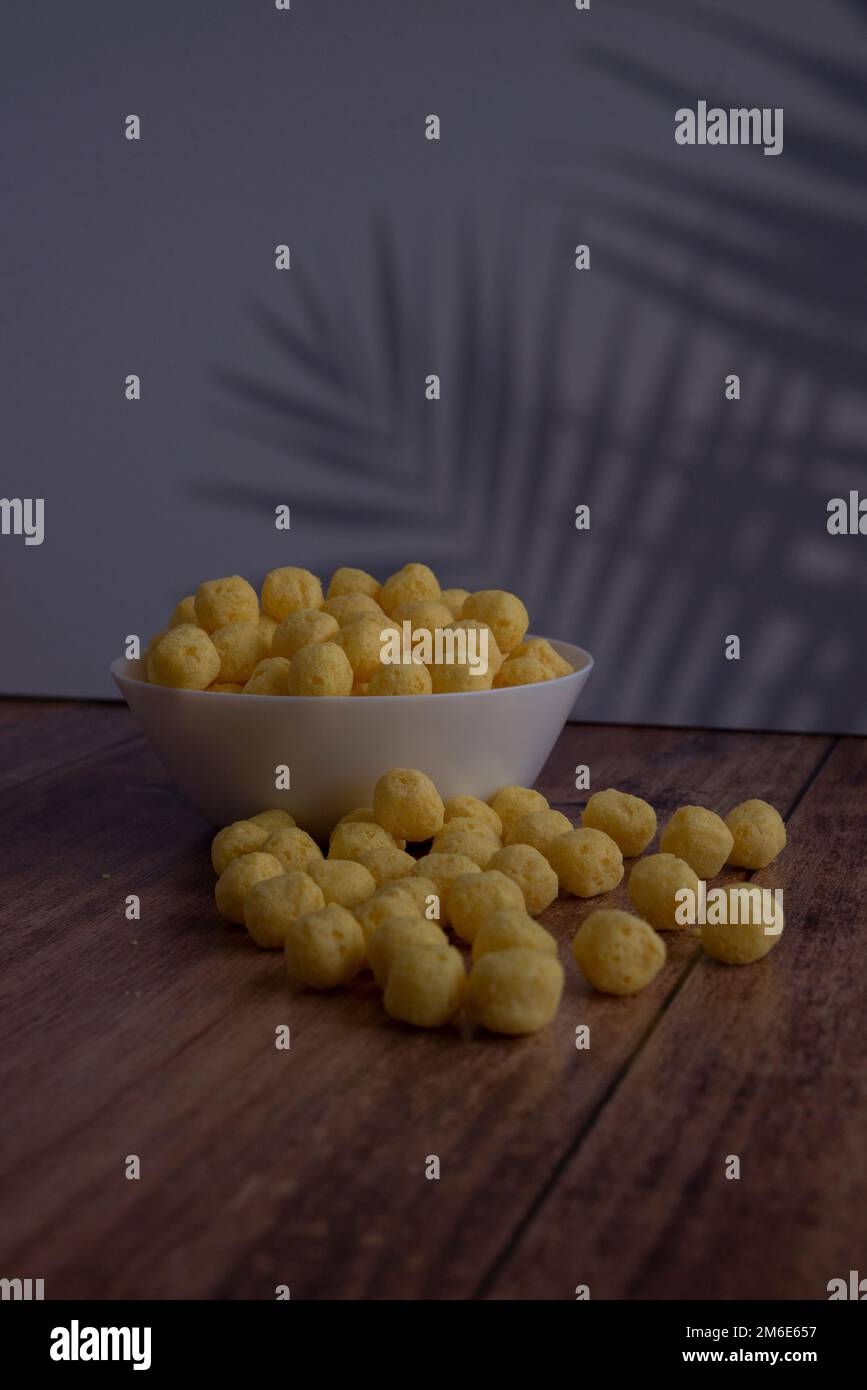 Delicious corn balls in white bowl Stock Photo - Alamy
