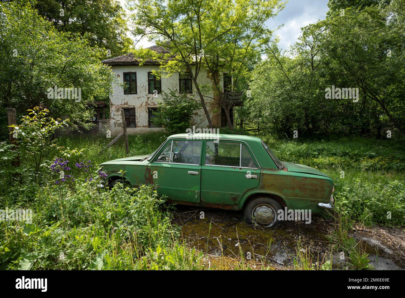 Grain silos in a wheat field. Set of abandoned tanks for cultivation of ...