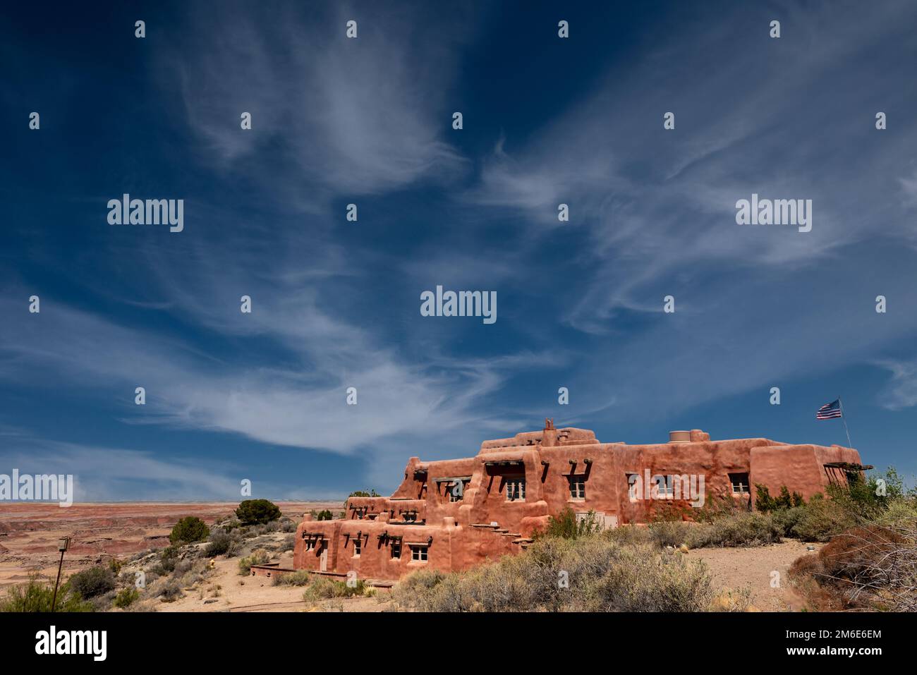 A historic adobe-style Painted Desert Inn in Petrified Forest National ...