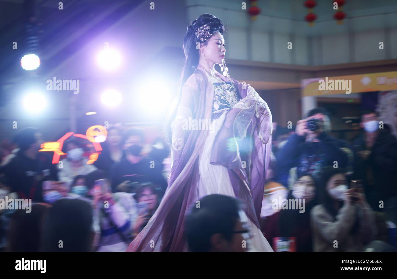 A Hanfu Show was held in a shopping mall to celebrate the New Year in ...
