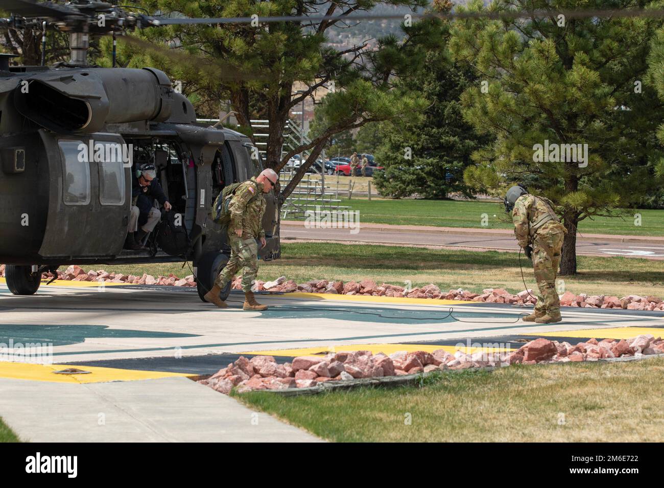 U.S. Army Lt. Gen. John R. Evans, commanding general of U.S. Army North, lands in the parade ...