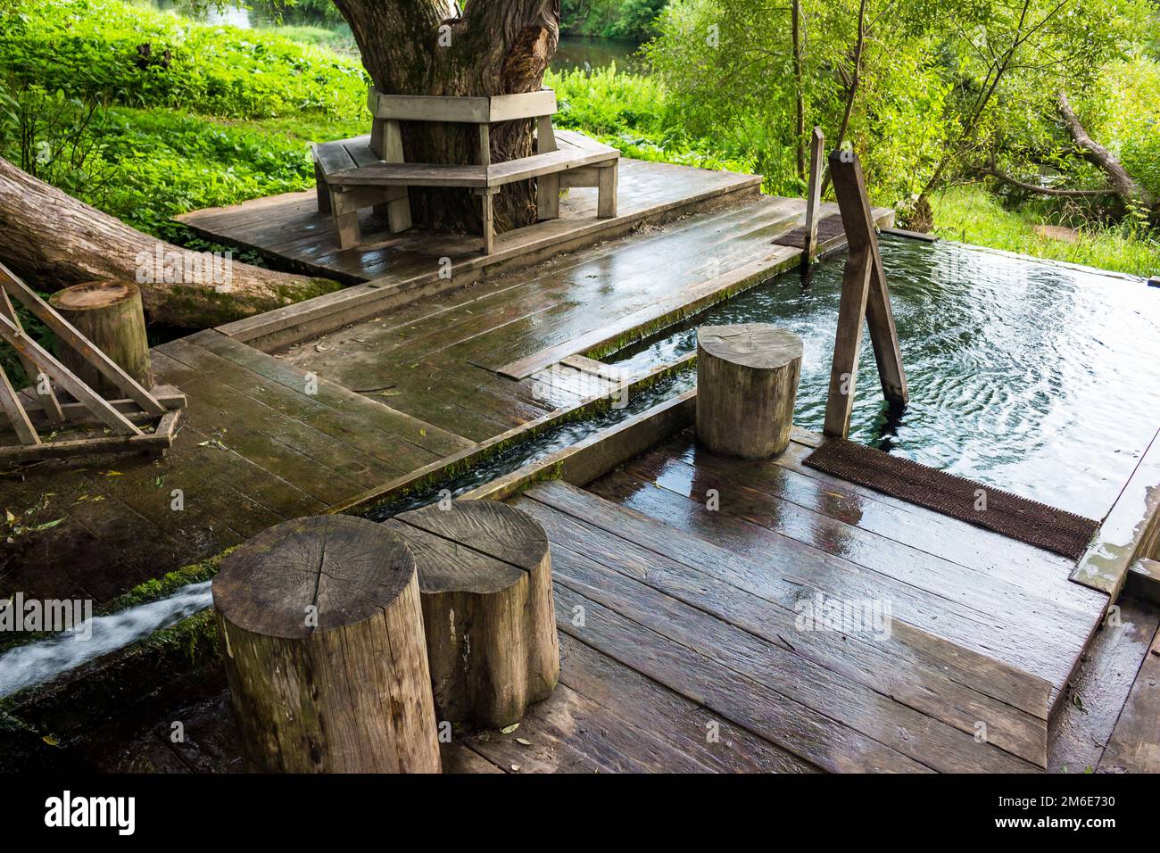Equipped outdoor pool with cold spring water on the territory of the ...