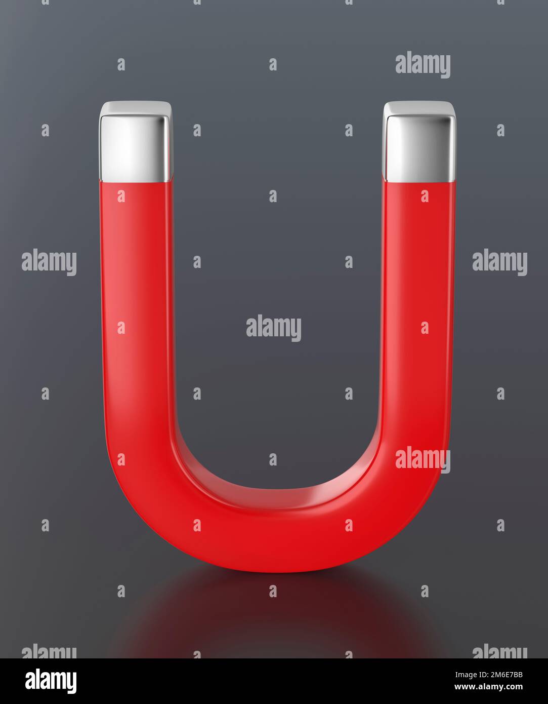 Red horseshoe magnet on dark grey background Stock Photo - Alamy