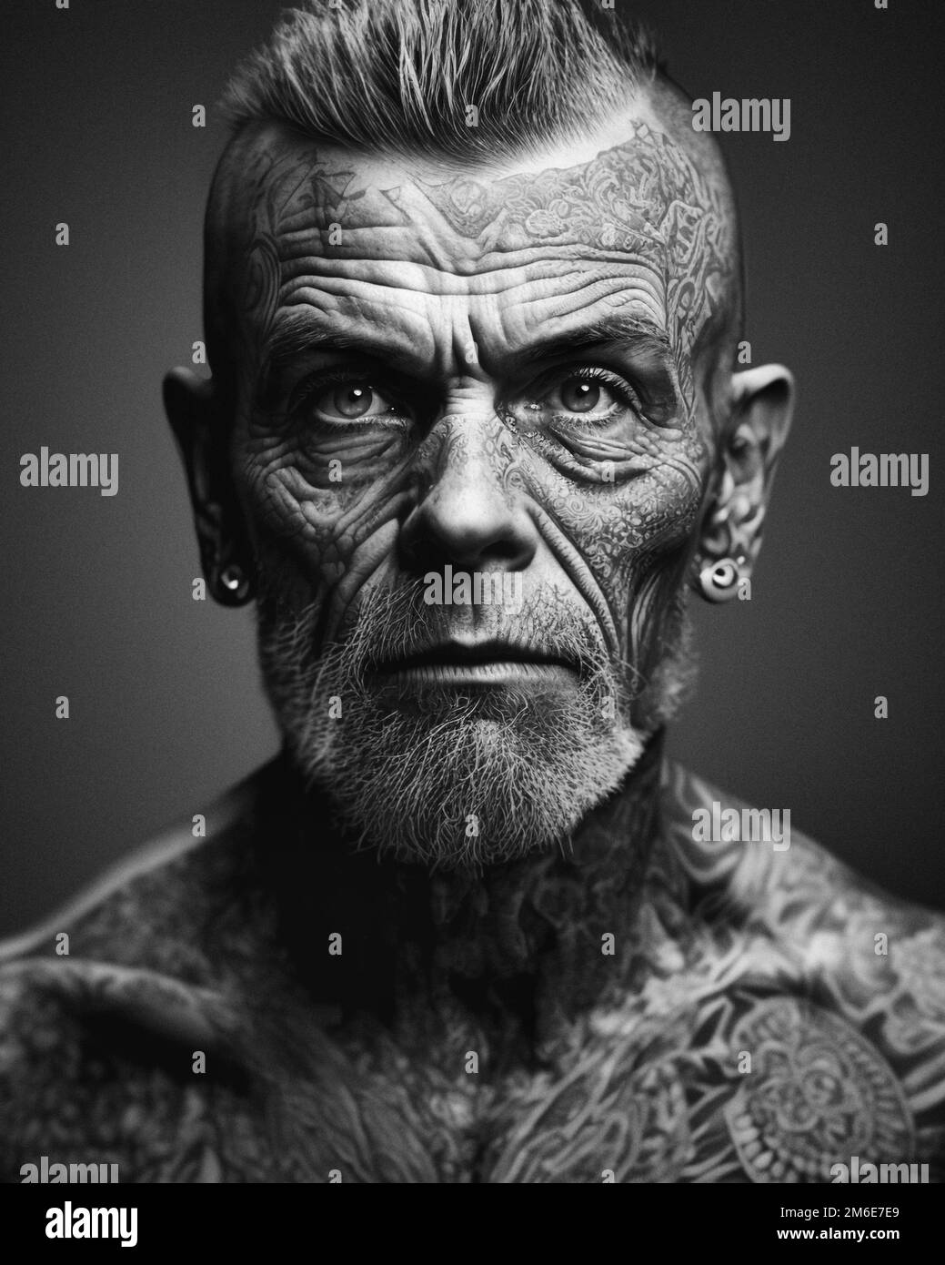 Full face tattoos Black and White Stock Photos & Images - Alamy