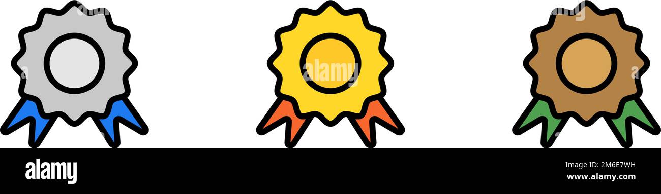 Set of icons of gold, silver and bronze medals. Sports competitions and ...