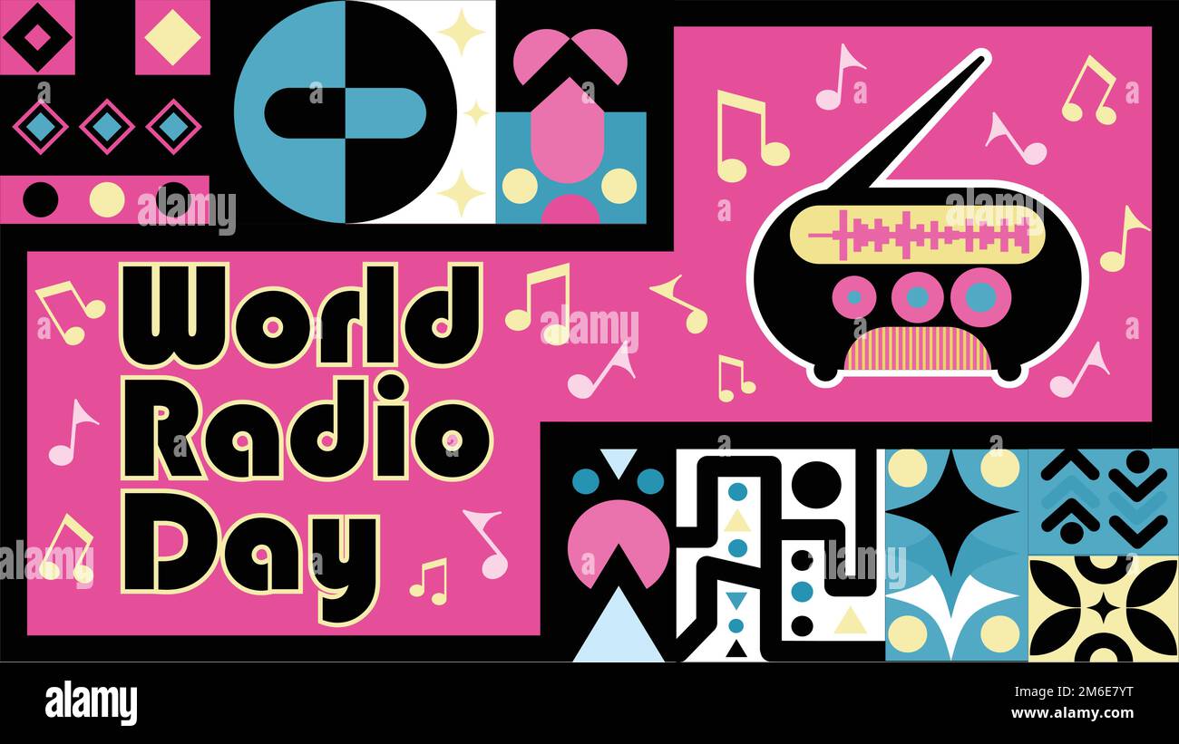 Vector banner design celebrating world radio day holiday which is ...