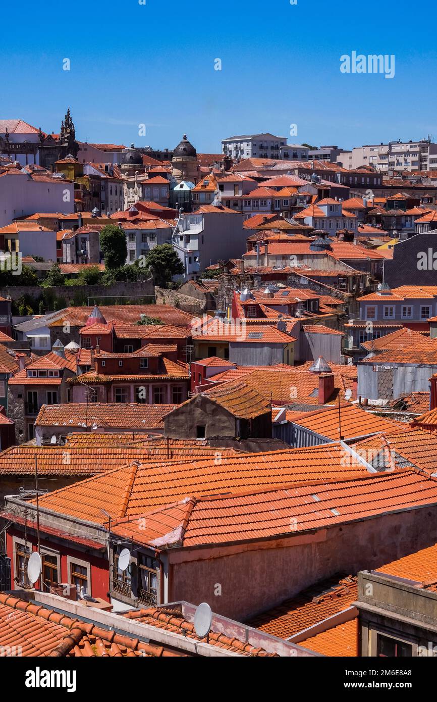 Porto, Portugal - Traditional Colorful Houses with Orange Tiled Rooftop ...