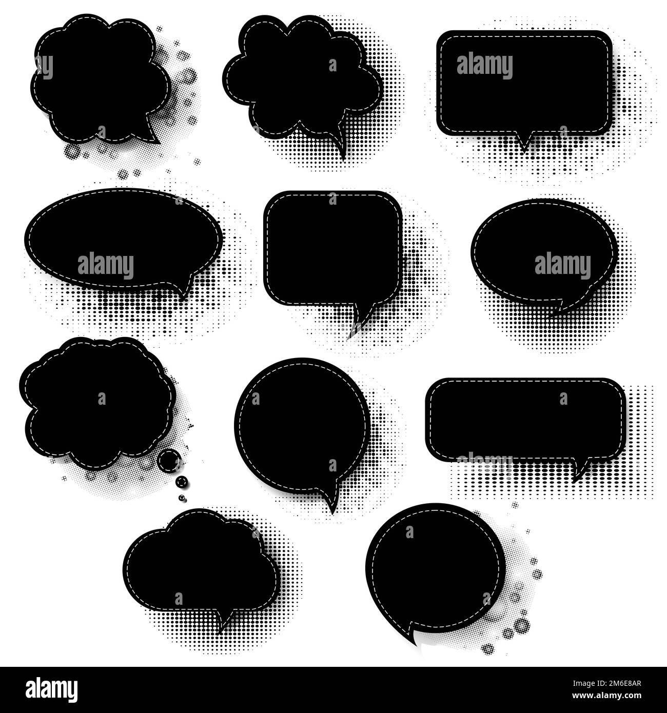 Black Retro Speech Bubble With White Background Stock Photo - Alamy