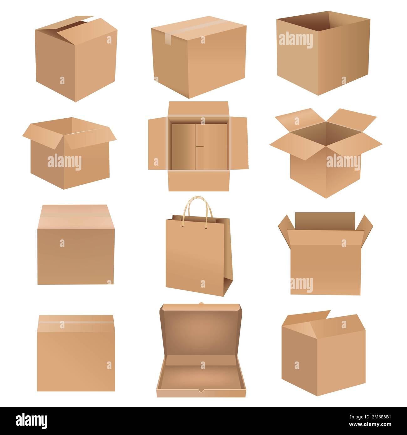 Shipping Box Big Set Isolated White background Stock Photo - Alamy