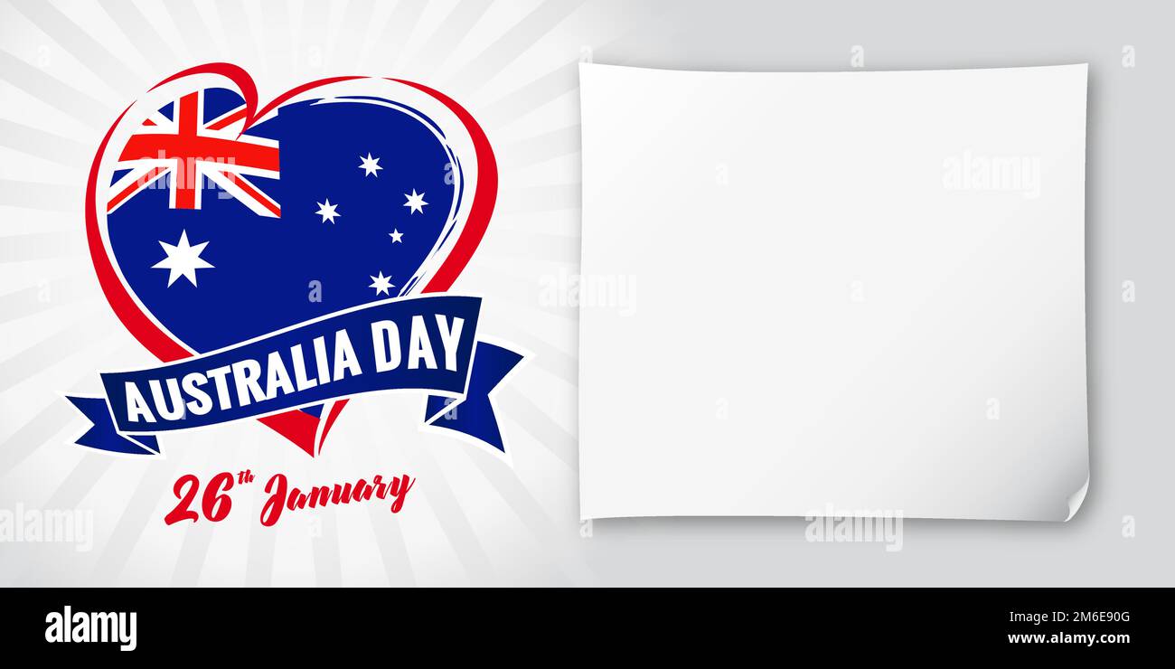 Happy Australia Day invitation or greeting card concept with sheet of ...