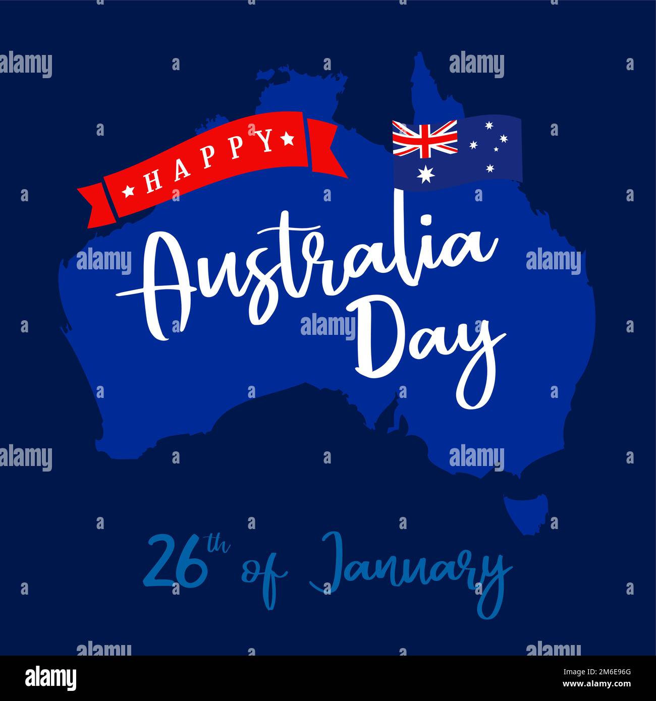 Happy Australia Day holiday poster concept. January 26 banner. Australian map element. Isolated ...