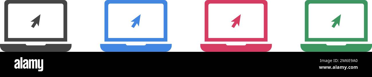 Icon set of mouse cursor icon on laptop and display. Editable vector Stock Vector Image & Art ...