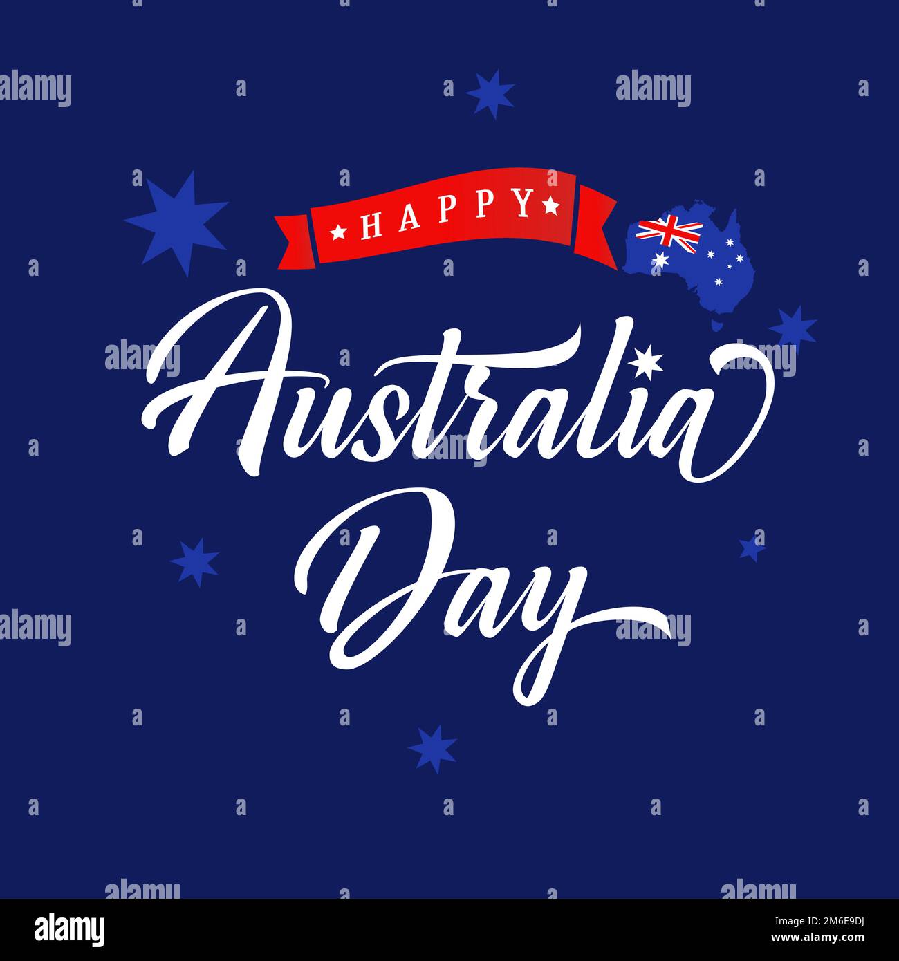 Happy Australia Day greeting card concept. Handwritten style lettering ...