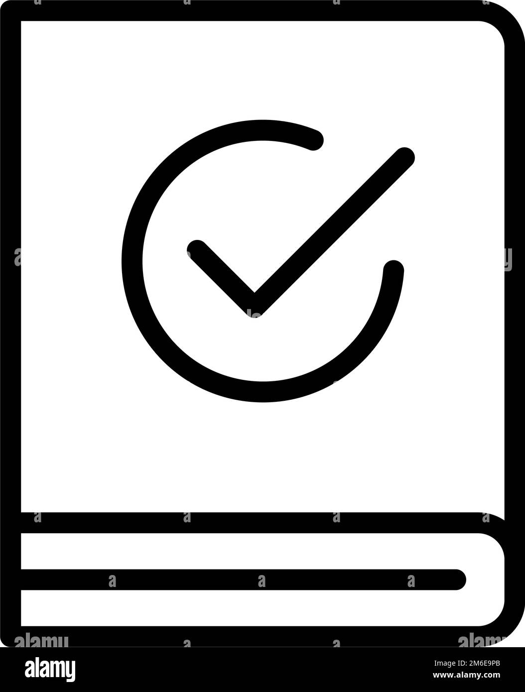 Book icon with check mark. Textbook and album. Reading completion. Editable vector Stock Vector ...