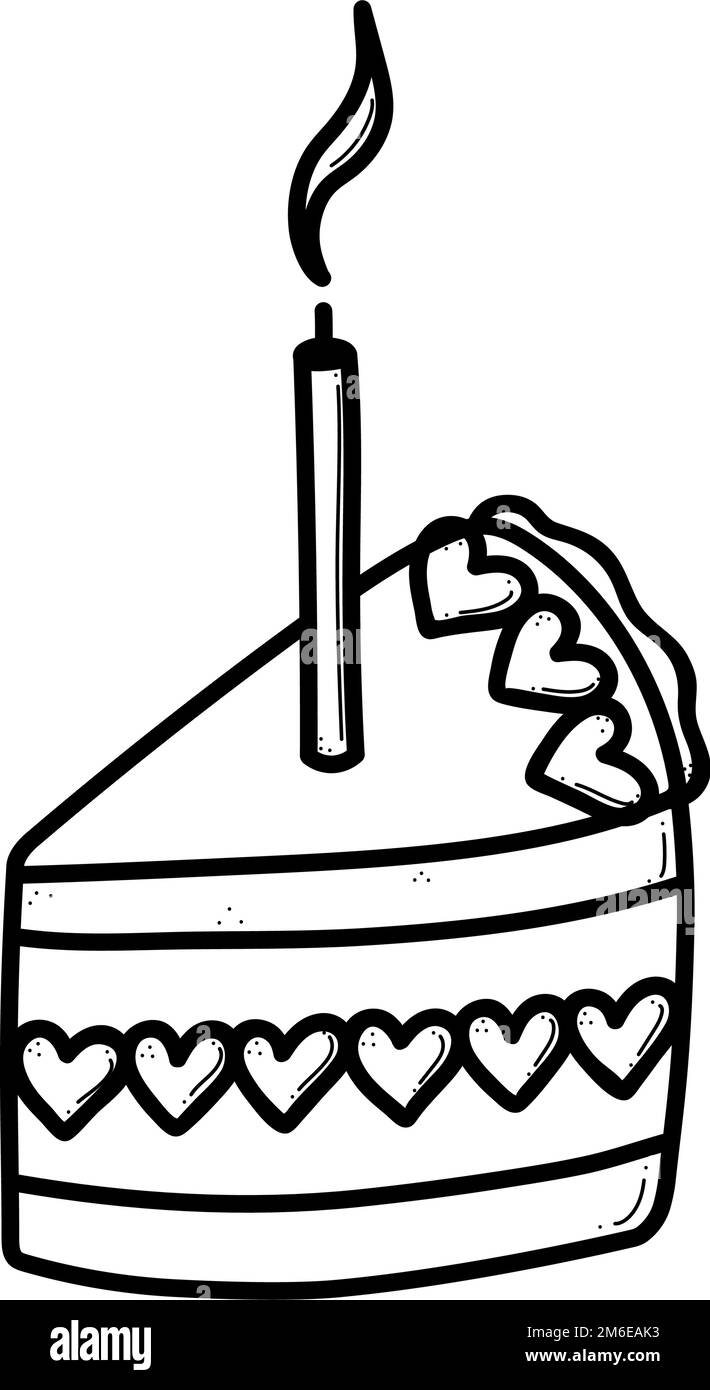 Doodle sweet cake with hearts vector illustration. Cute romantic ...
