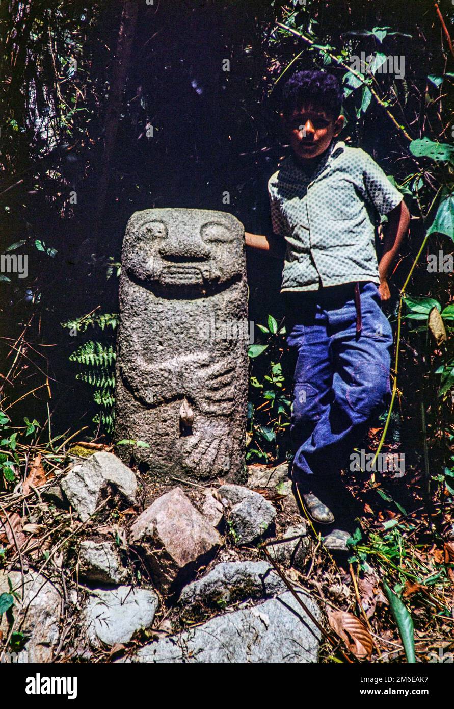 Stone megalith statue, Archaeological Park, San Agustin, Colombia ...