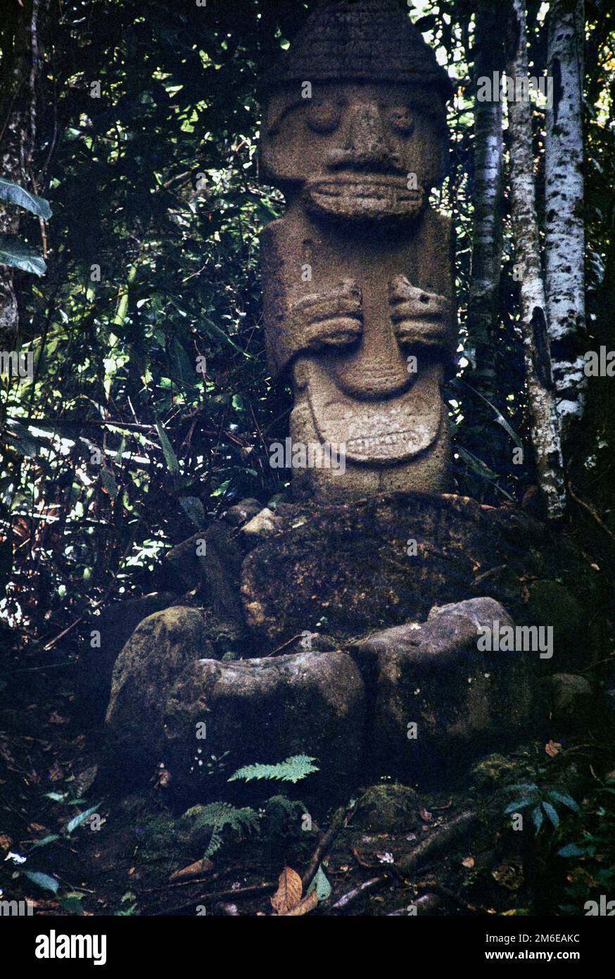 Stone megalith statue, Archaeological Park, San Agustin, Colombia ...