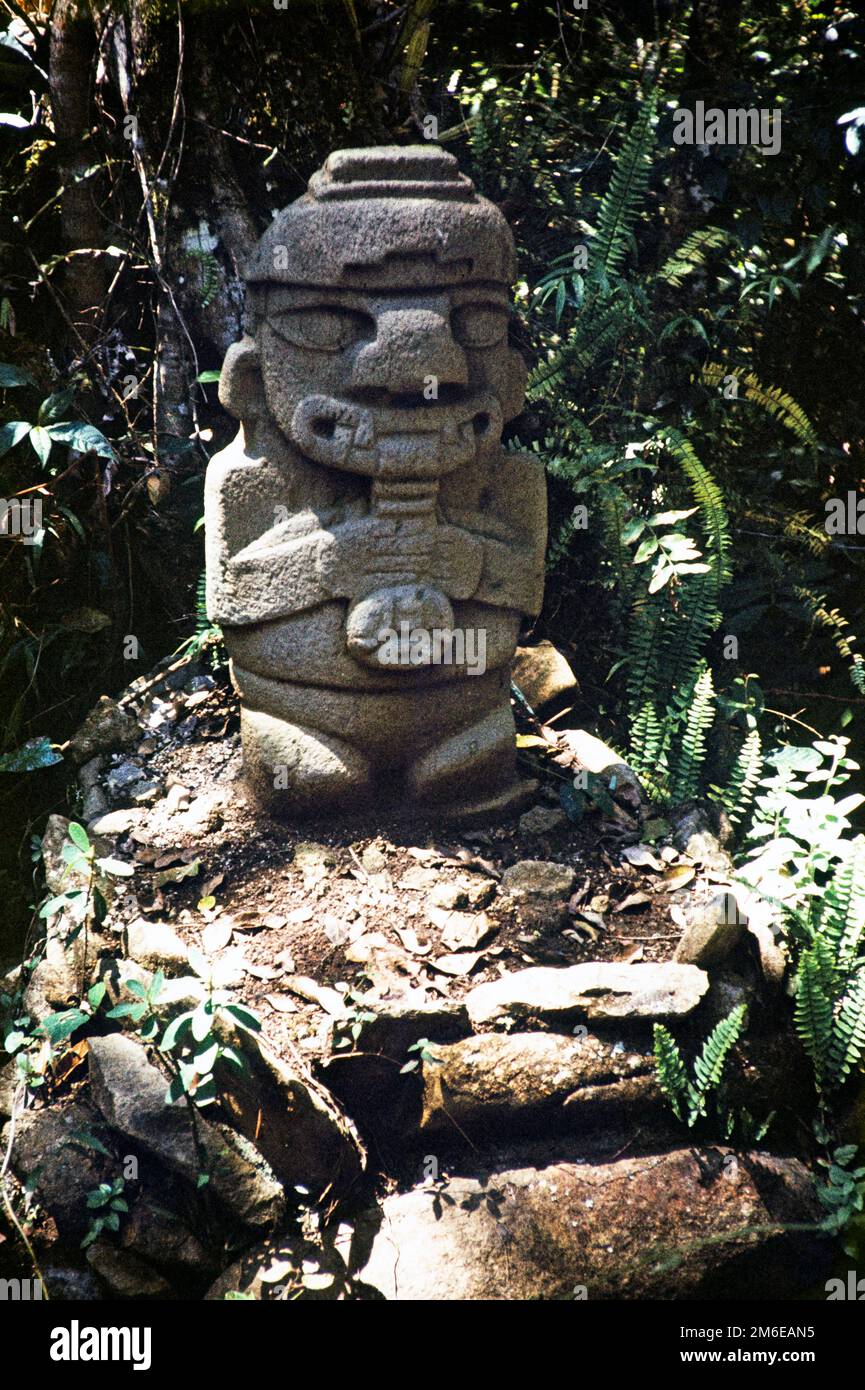 Stone megalith statue, Archaeological Park, San Agustin, Colombia ...